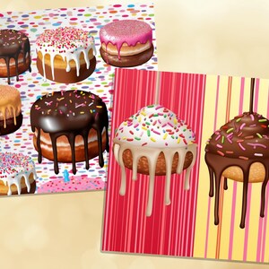 Printable Donut Drips Digital Papers, Doughnut Pages, Dripping ...