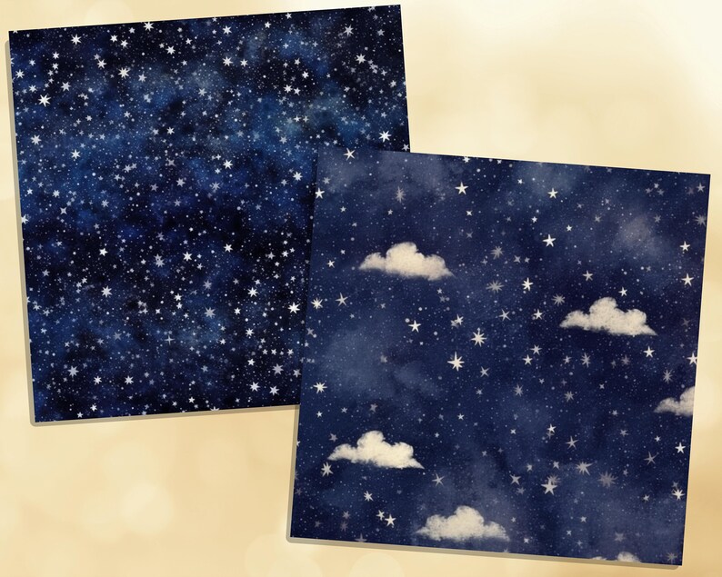 Printable Twilight Skies Digital Papers, Night Sky and Stars Pages ...