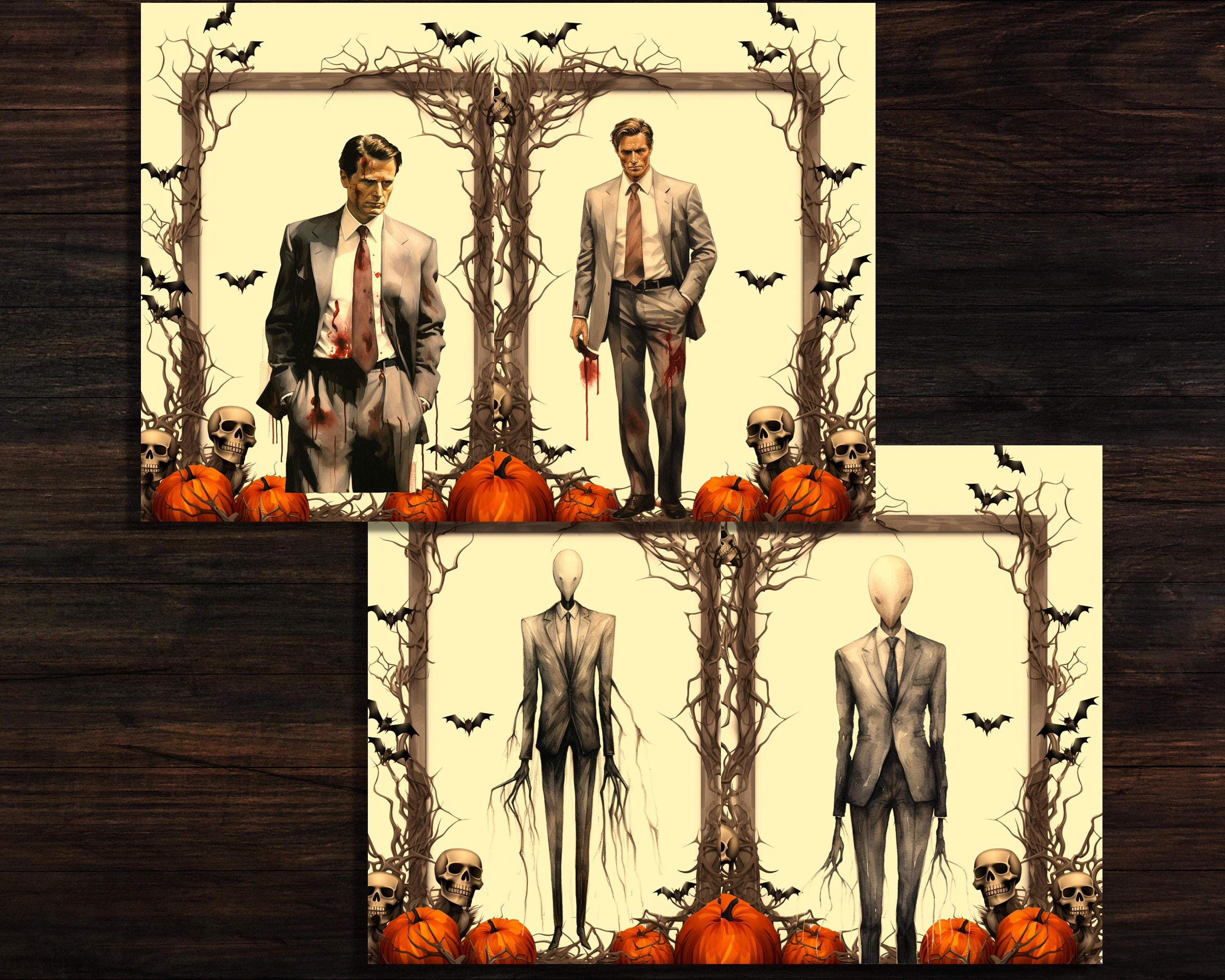 Printable Halloween Characters Digital Papers Horror - Etsy