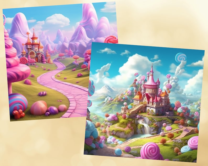 Printable Fantasy Candyland Digital Papers, Fairytale Pages, Candy ...