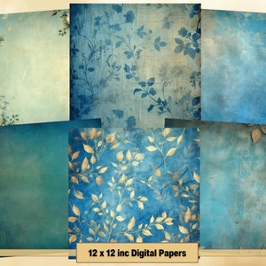 Printable Vintage Blue Digital Paper, Pretty Pages, Shabby Chic ...