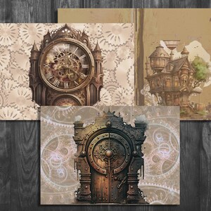Printable Gothic Steampunk Digital Paper, Goth Distressed Ephemera ...