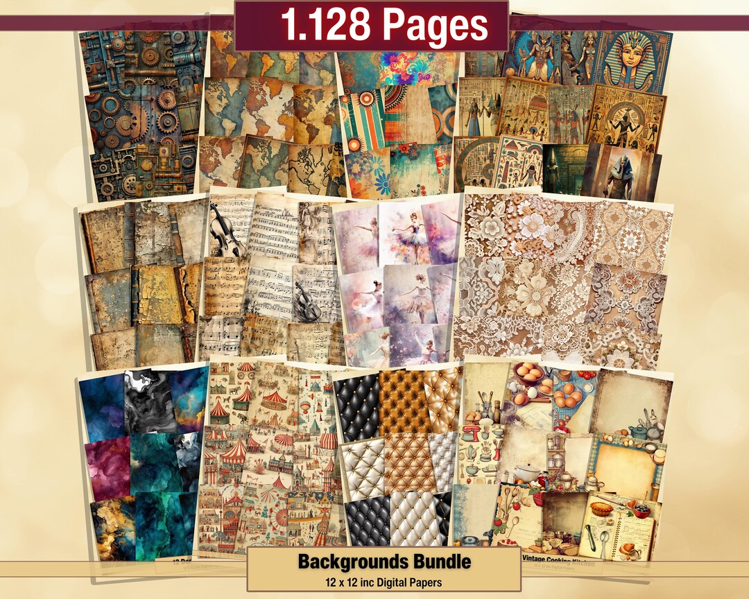 Printable Backgrounds Digital Papers Mega Bundle, Textures Pages ...
