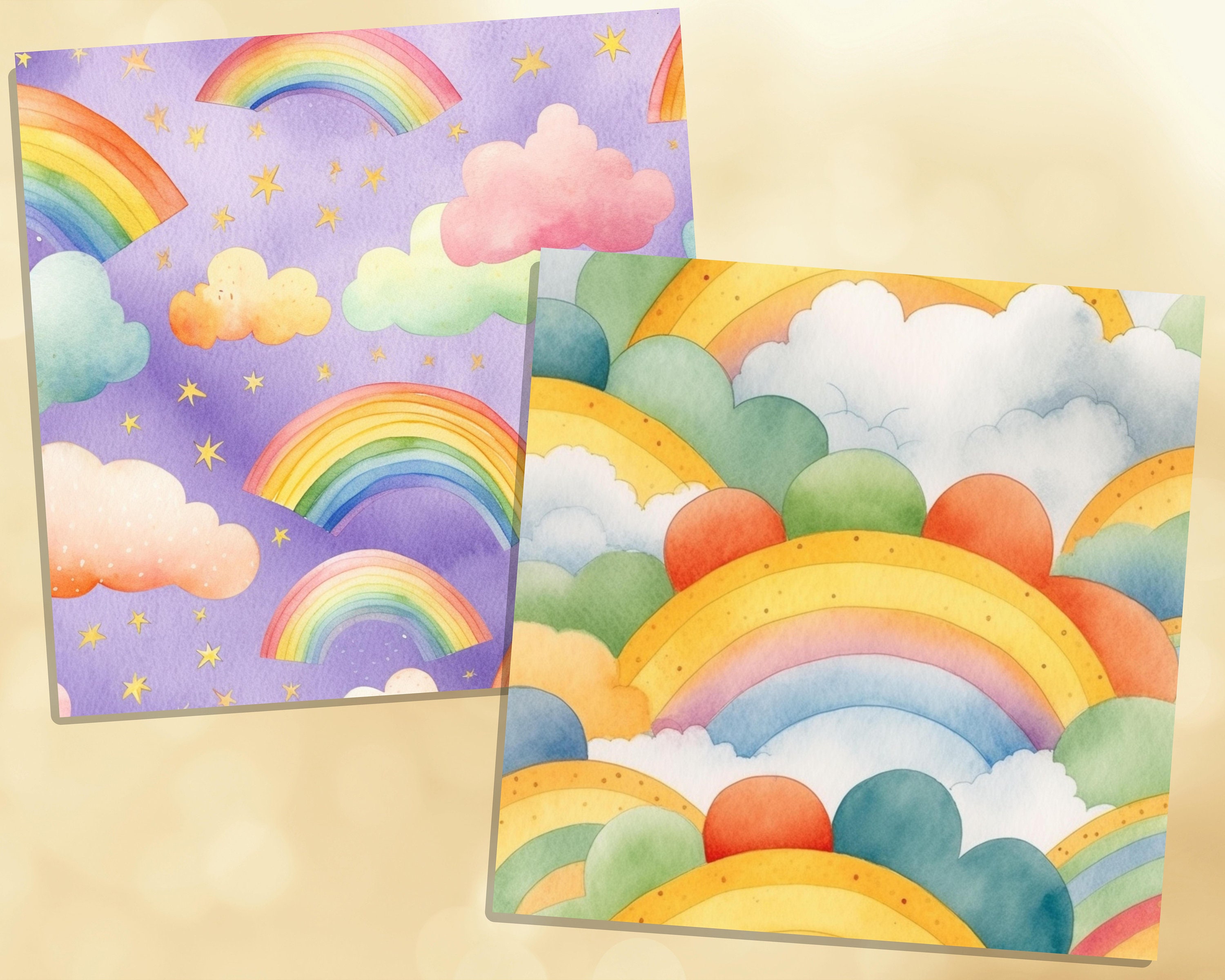 Printable Watercolor Rainbows Digital Papers Rainbow Patterns - Etsy