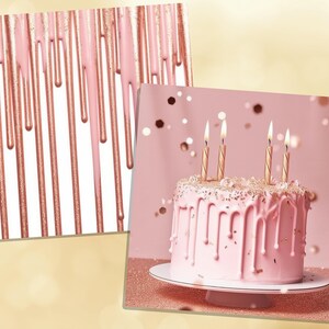 Printable Rose Gold Dripping Glitter Digital Papers, Pink Drips Page ...