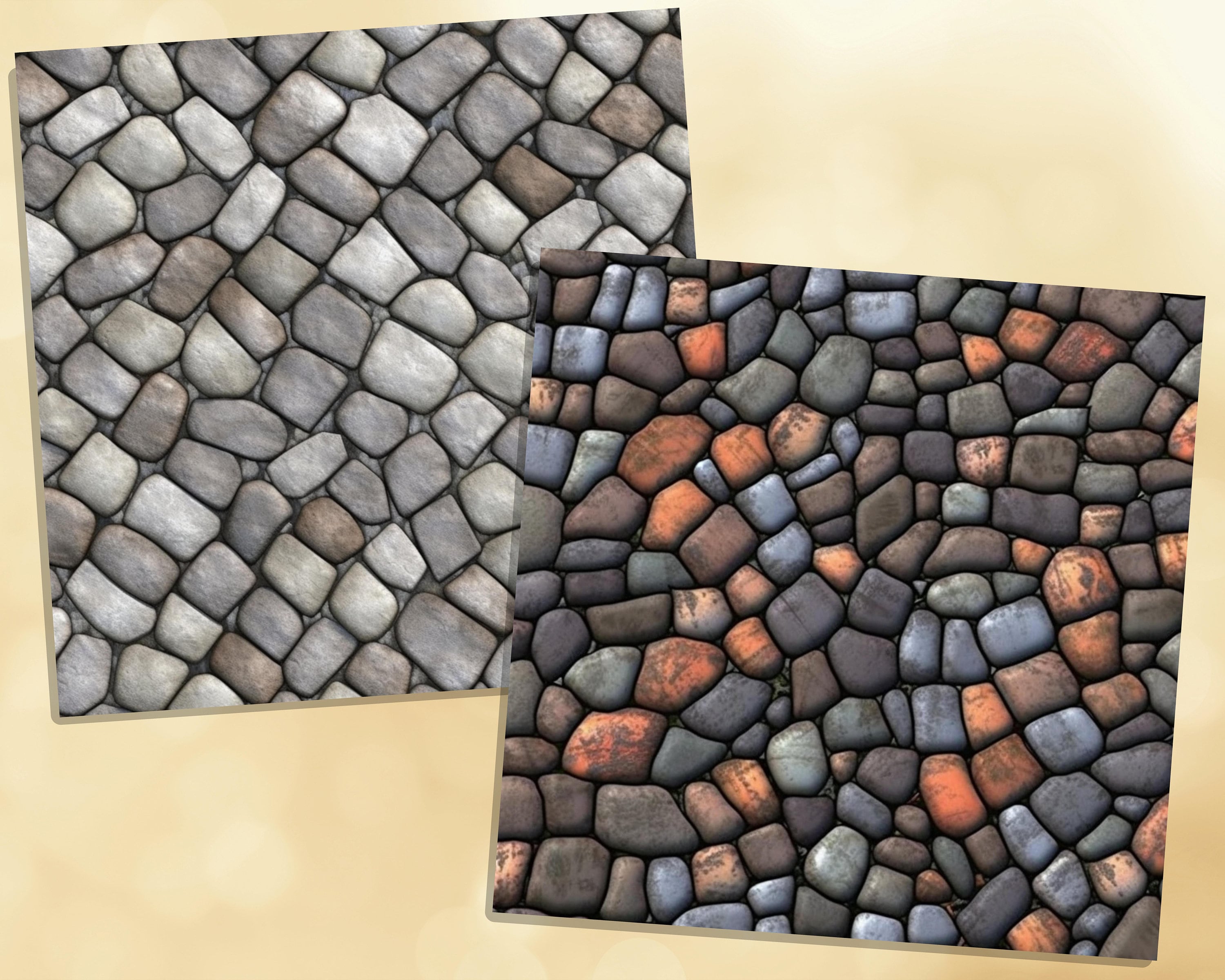 Printable Cobblestone Textures Digital Papers, Rustic Stone Pages ...