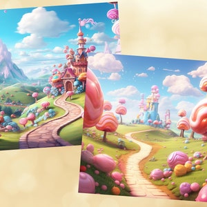 Printable Fantasy Candyland Digital Papers, Fairytale Pages, Candy ...