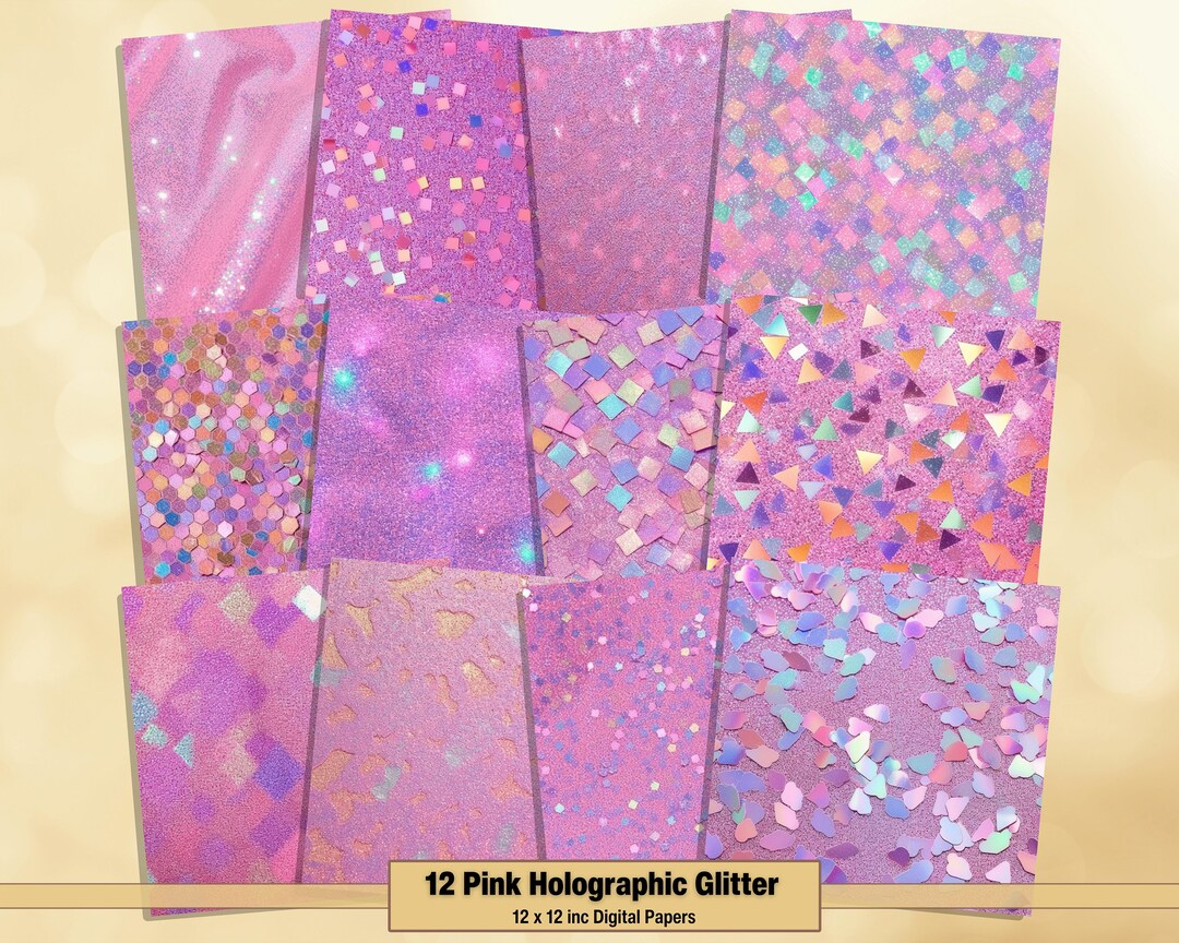 Printable Pink Glitter Digital Papers, Iridescent Texture Pages, Pink ...