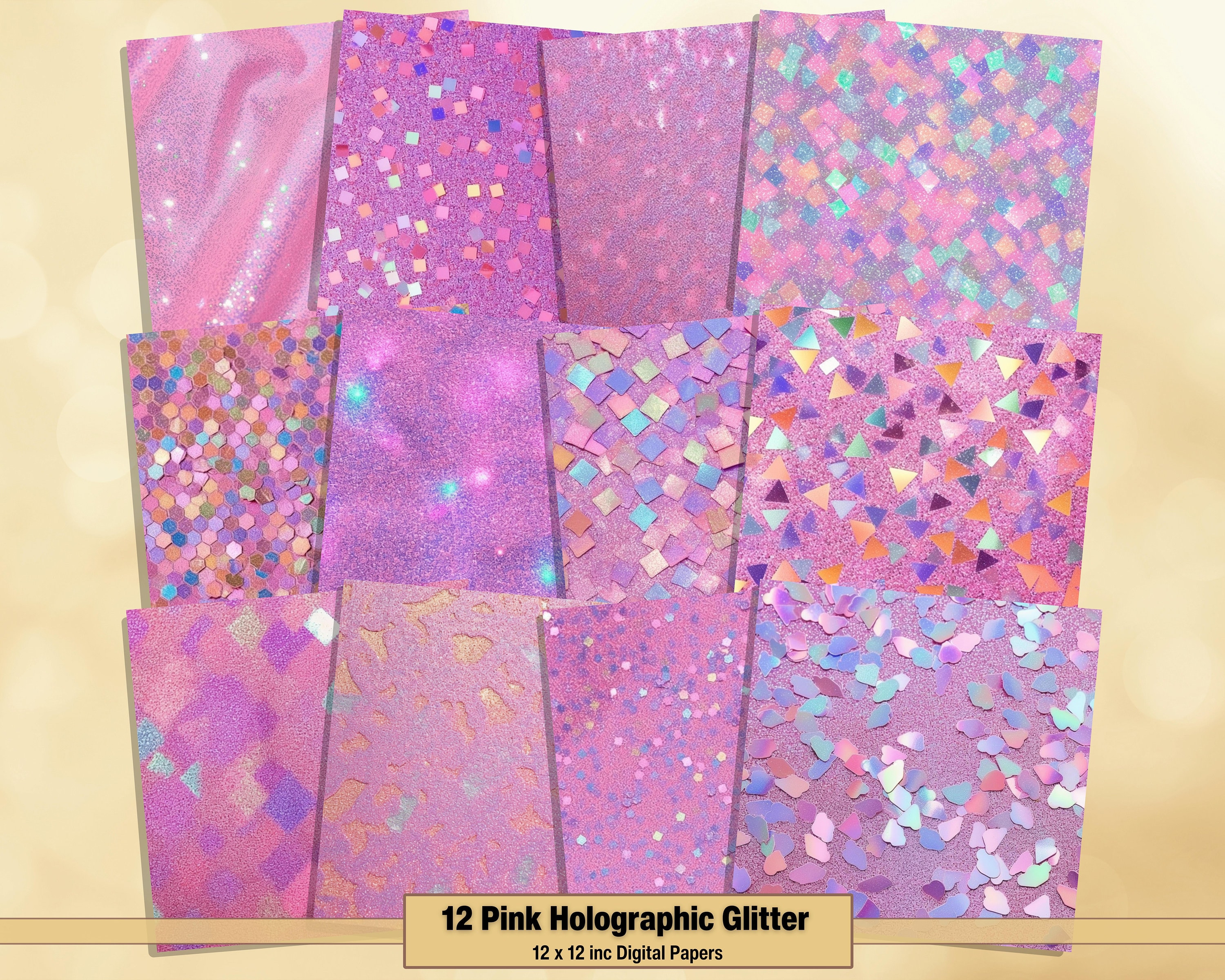 Printable Pink Glitter Digital Papers Iridescent Texture - Etsy