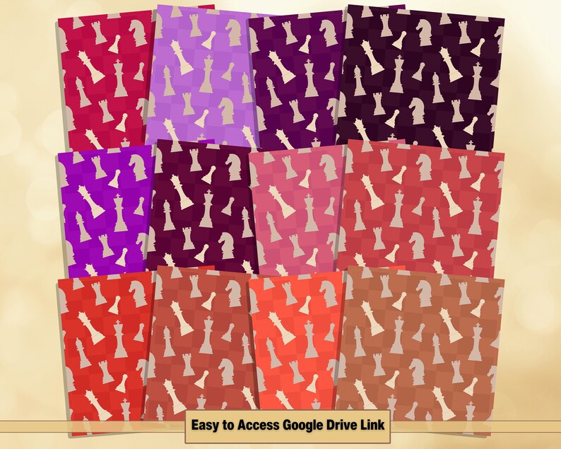 Printable 200 Seamless Chess Pieces Pattern Digital Papers, Chess ...