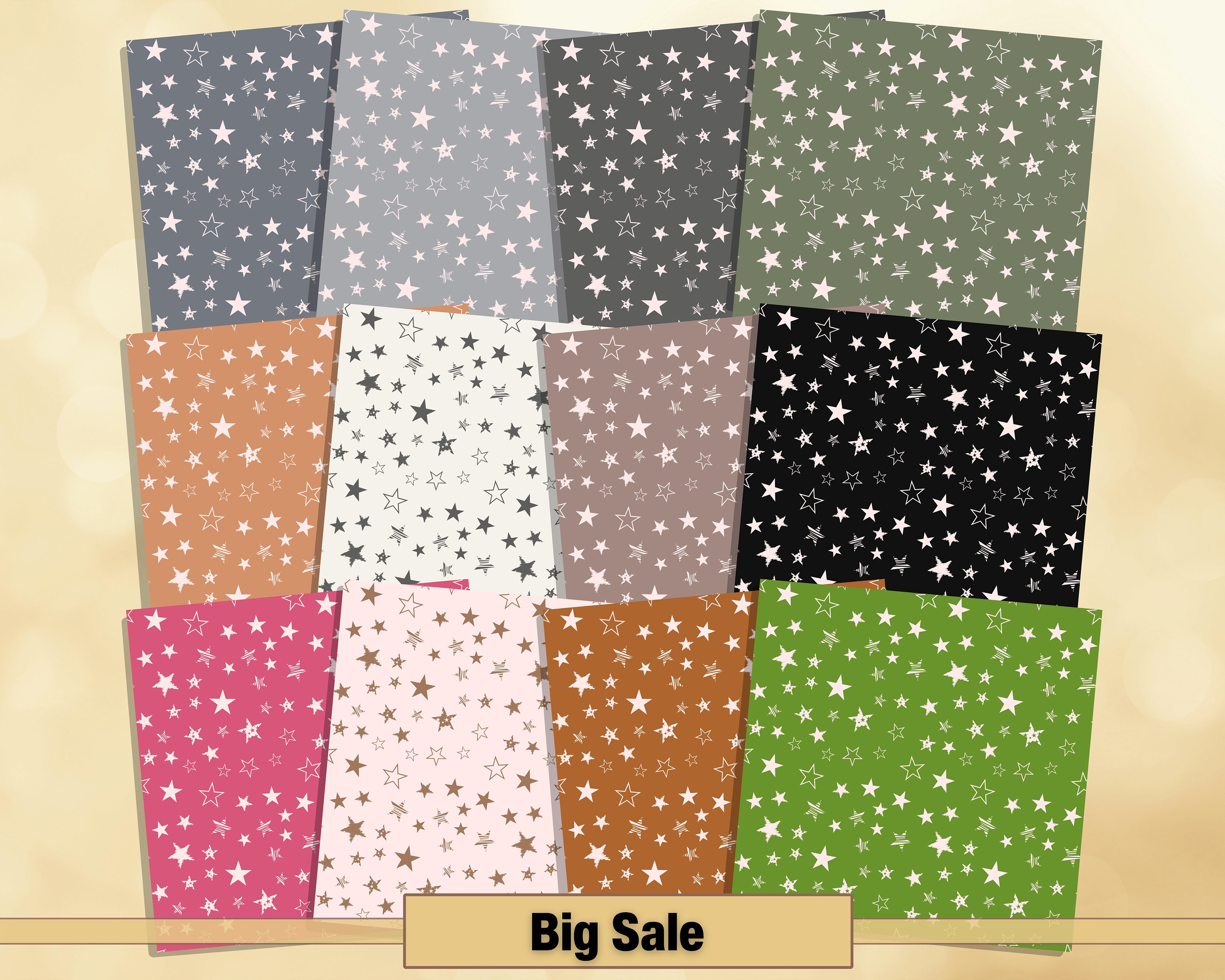 Printable 200 Seamless Star Pattern Digital Papers, Stars Colour Pages ...