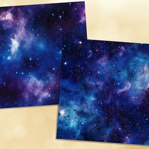 Printable Watercolor Galaxy Digital Papers, Night Sky Pages, Nebula ...