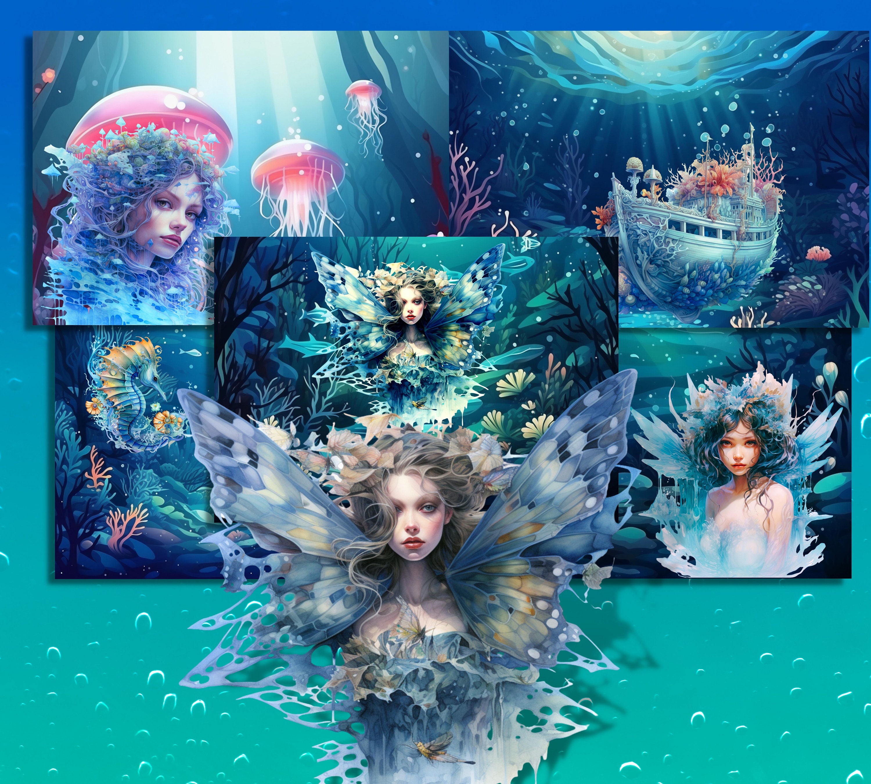 Printable Undersea Fairy Digital Paper Enchanted Fairies - Etsy