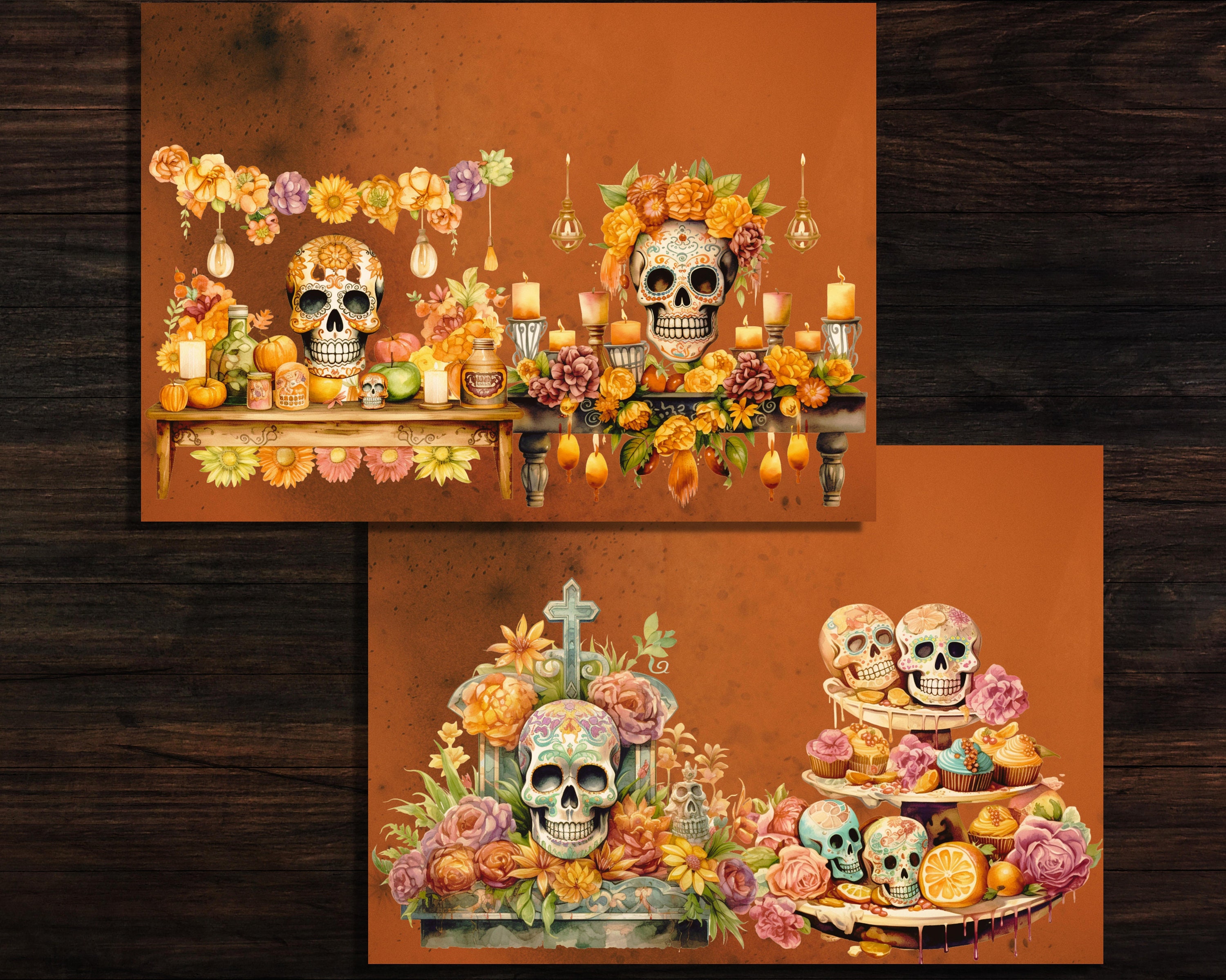 Printable Watercolor Day of the Dead Digital Paper Dia De Los - Etsy