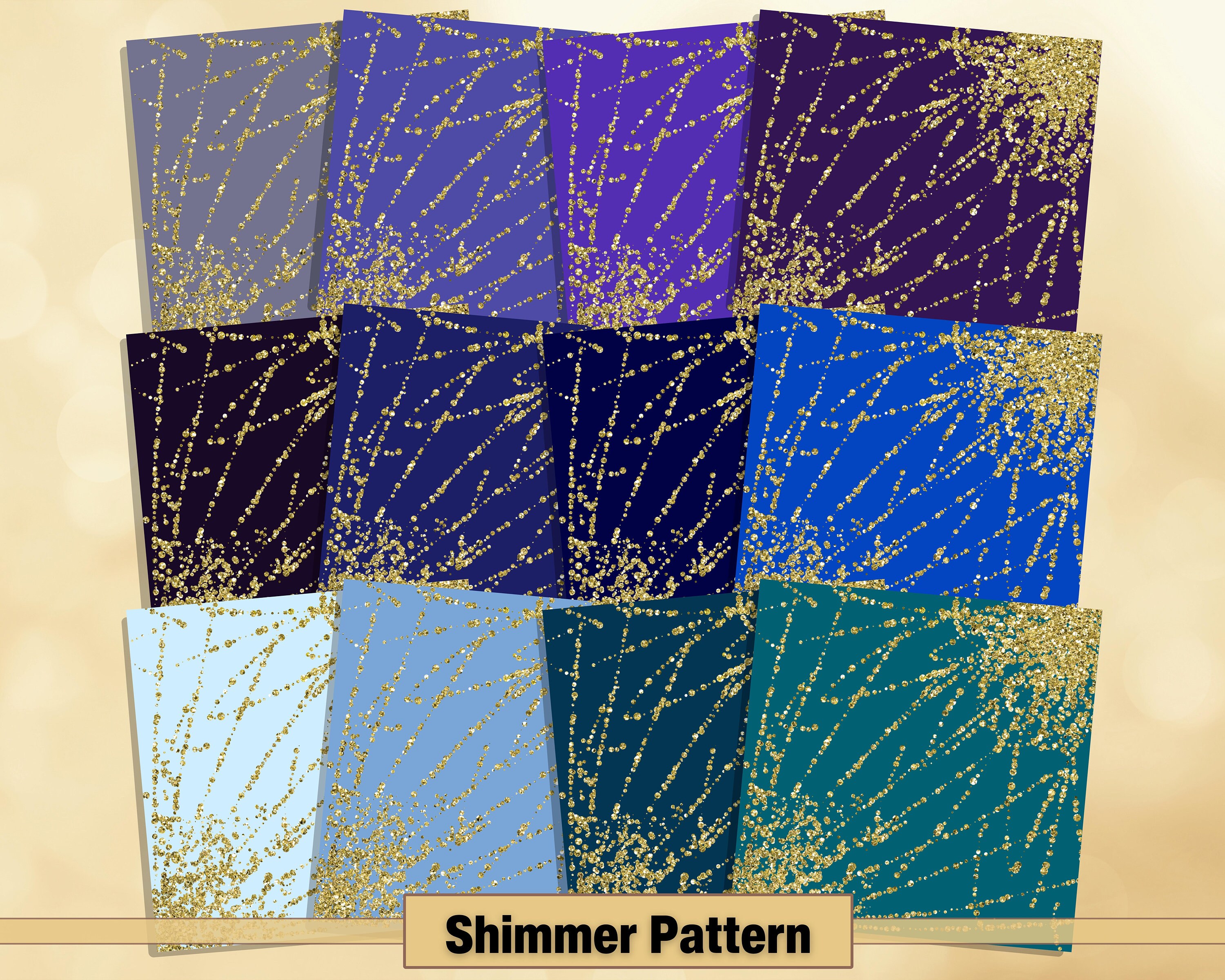 Printable 200 Shimmer Pattern Digital Papers, Glitter Rainbow Colour ...