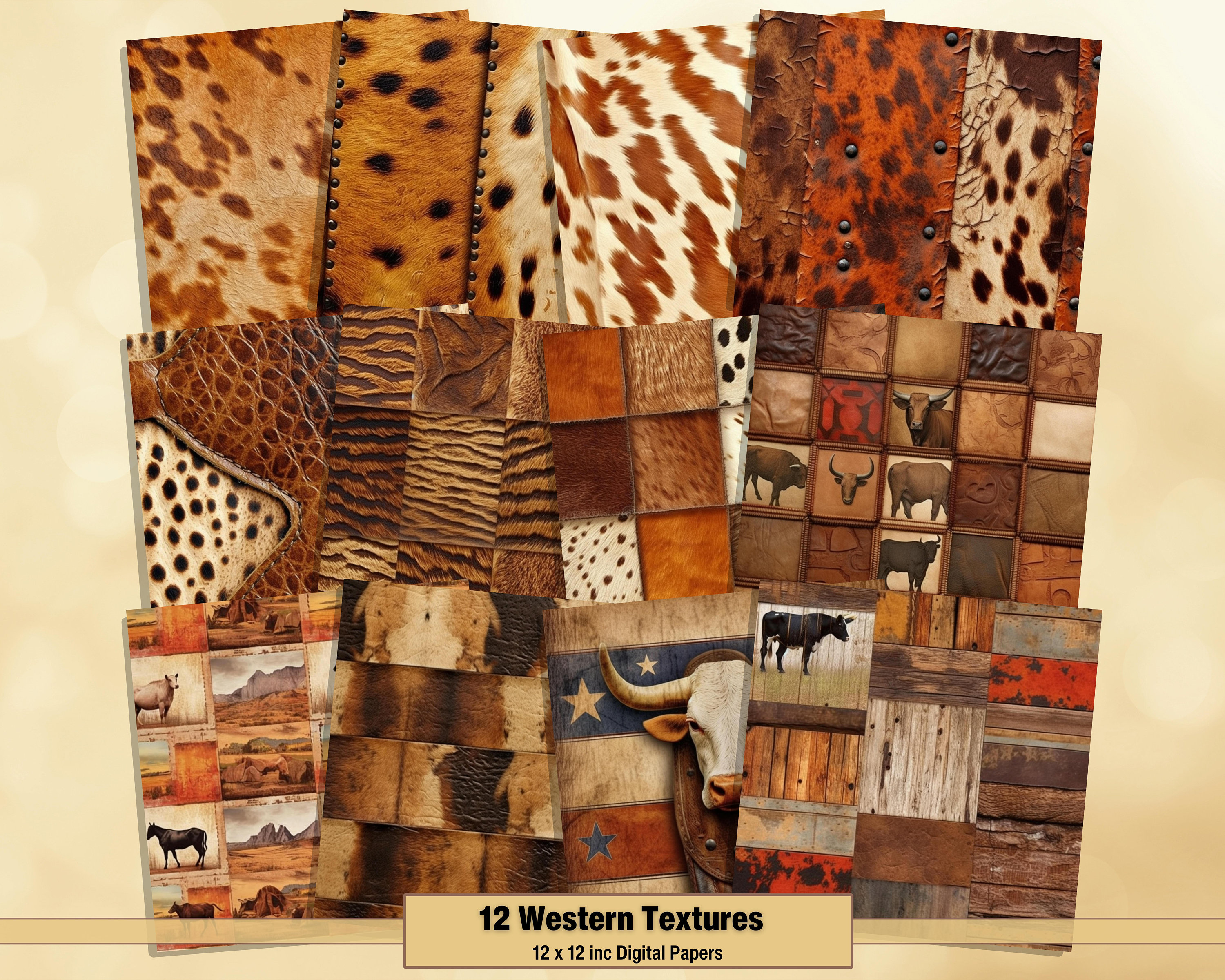 Printable Western Textures Digital Papers, Wild West Pages, Cowboy ...