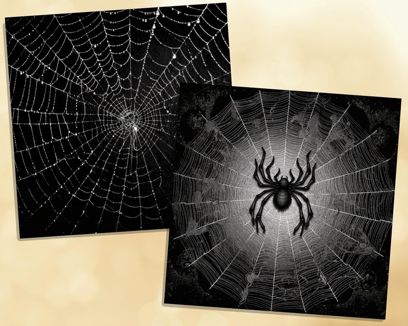 Printable Creepy Spider Digital Paper Scary Cobweb Pages - Etsy