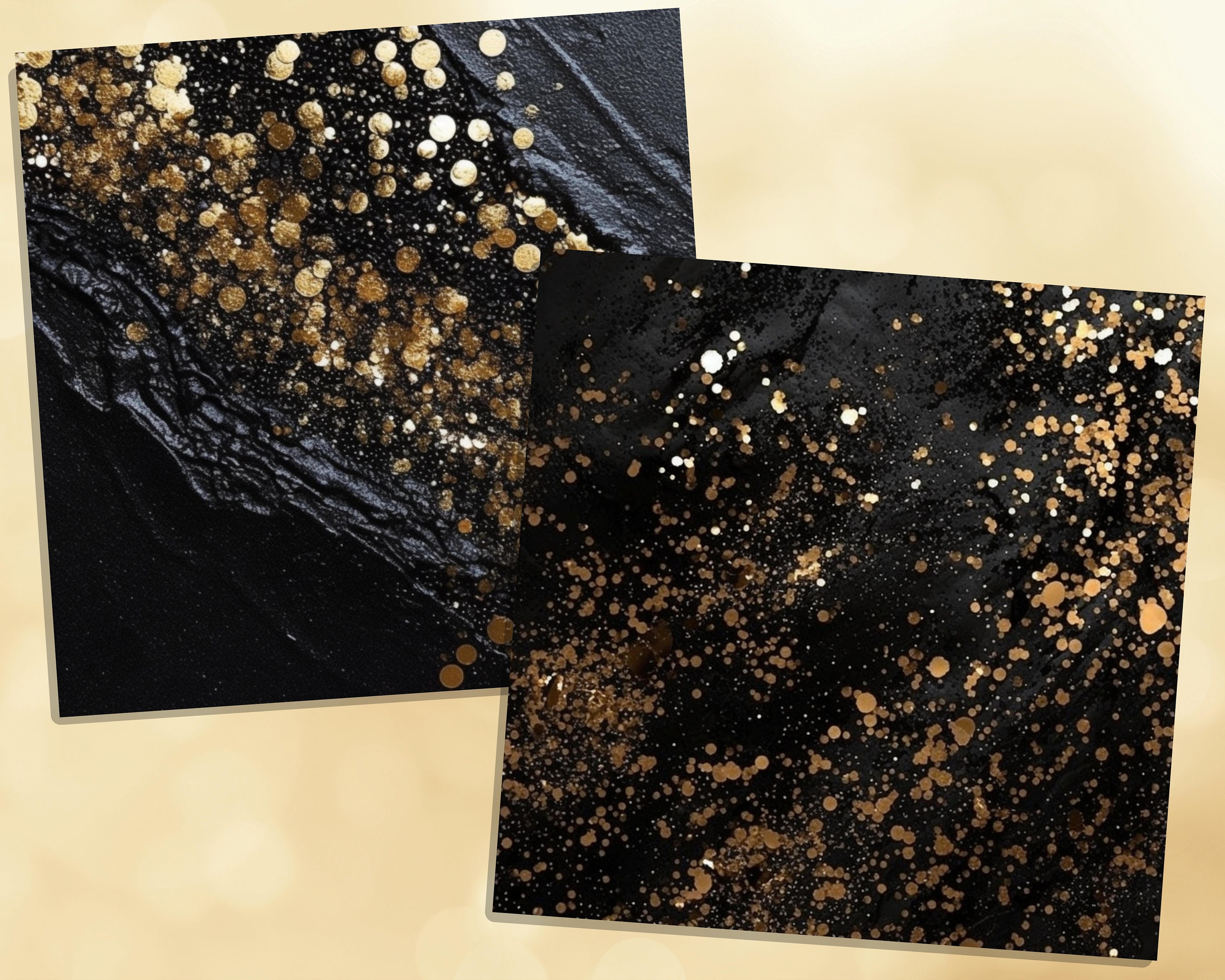 Printable Black Glitter Digital Papers Black & Gold Sequin - Etsy