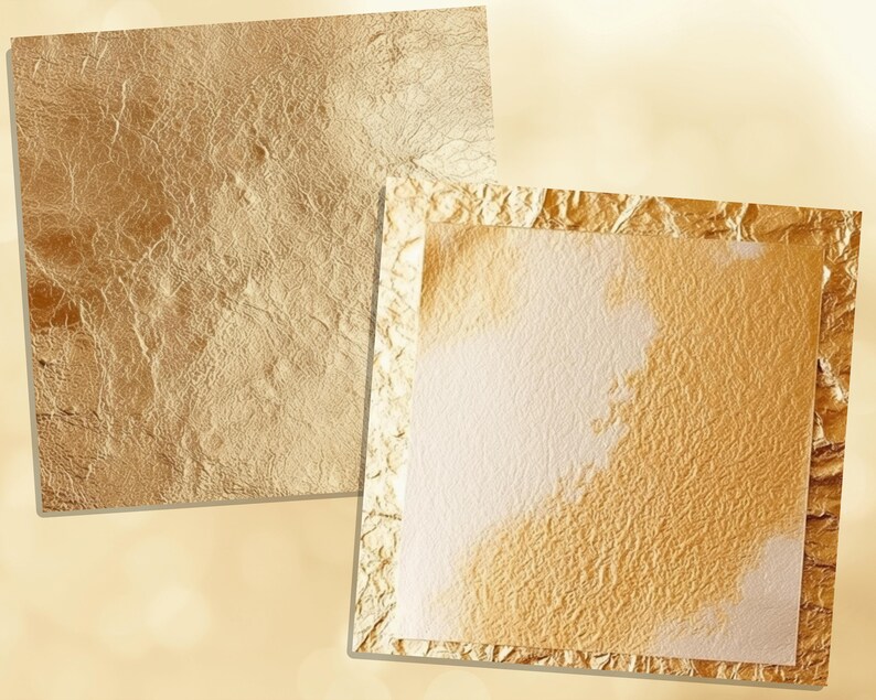 Printable Champagne Foil Digital Papers, Light Gold Foil Pages, Gold ...