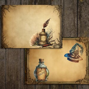 Printable Magic School Digital Paper, Book of Shadows Ephemera ...