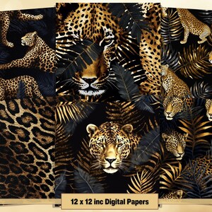 Printable Black & Gold Leopard Digital Papers, Art Deco Style Pages ...
