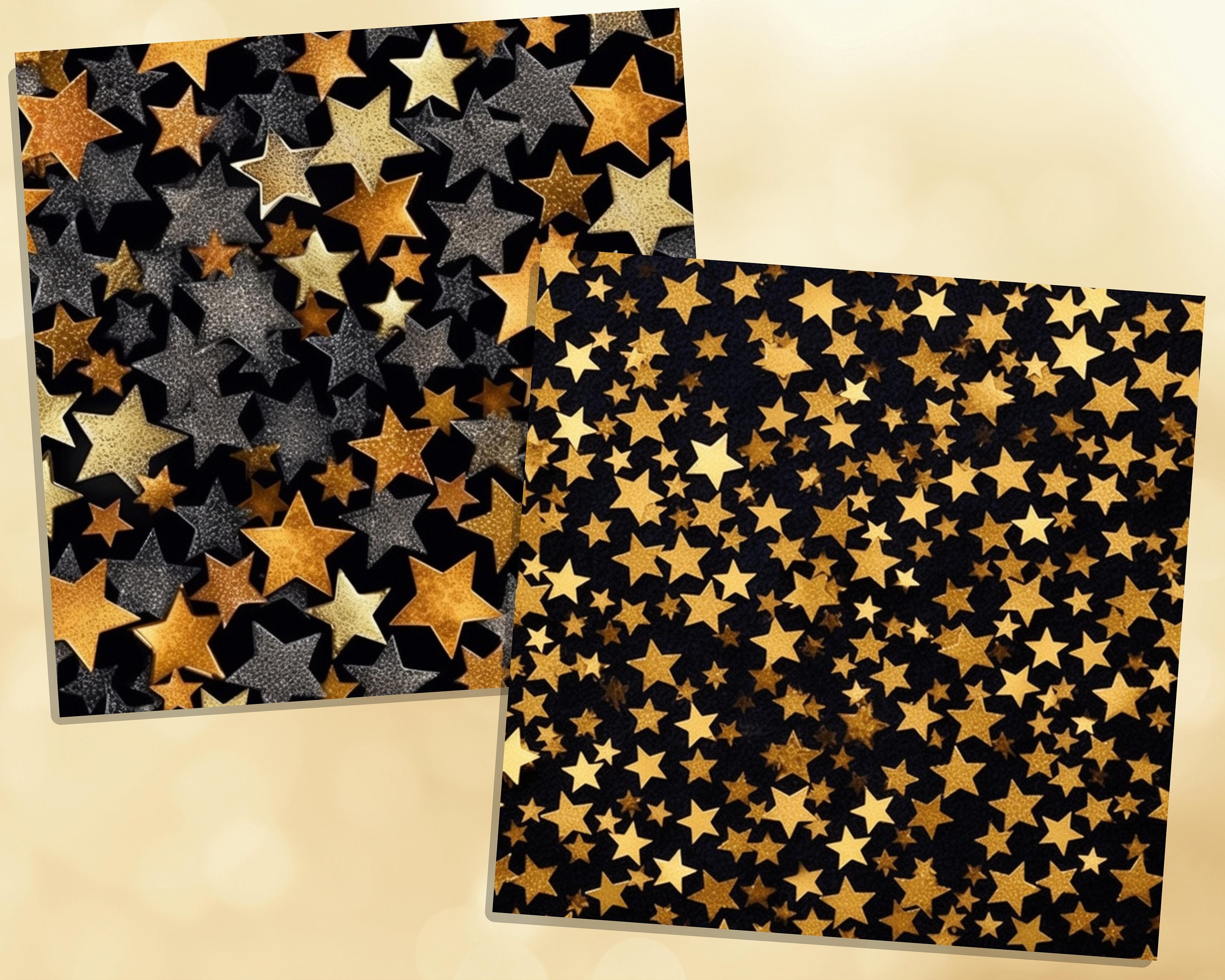 Printable Golden Starry Night Digital Papers Gold Stars - Etsy