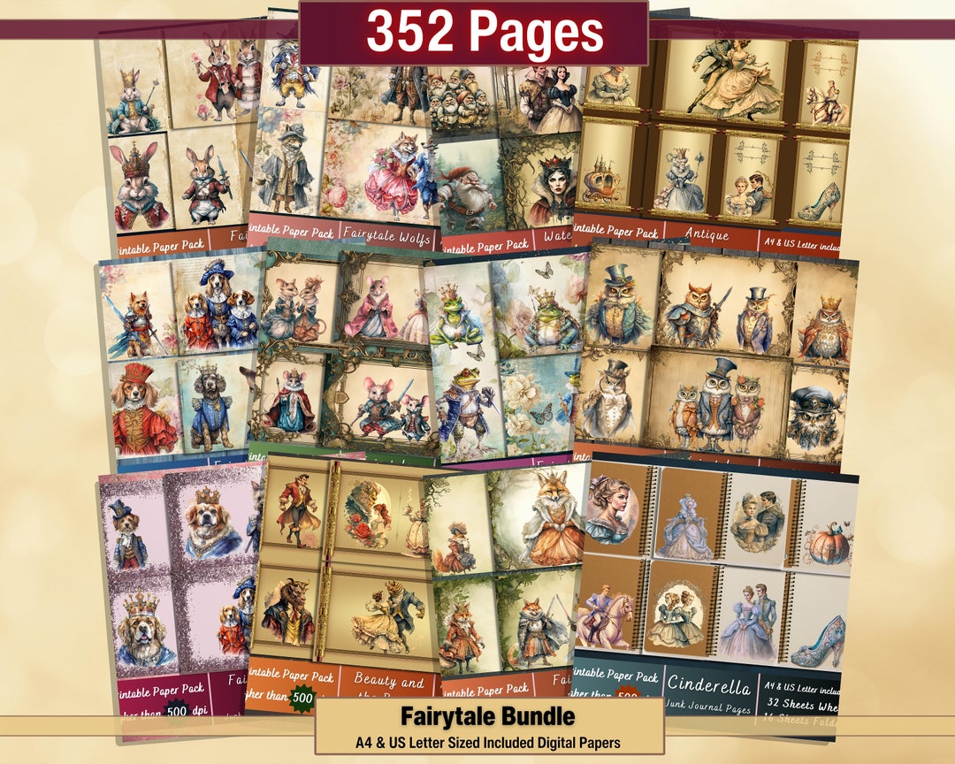 Printable Fairytale Digital Papers Mega Bundle, Fairy Tale Page Bundles ...