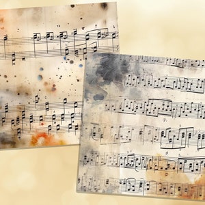 Printable Illustrated Sheet Music Digital Paper, Music Pages ...
