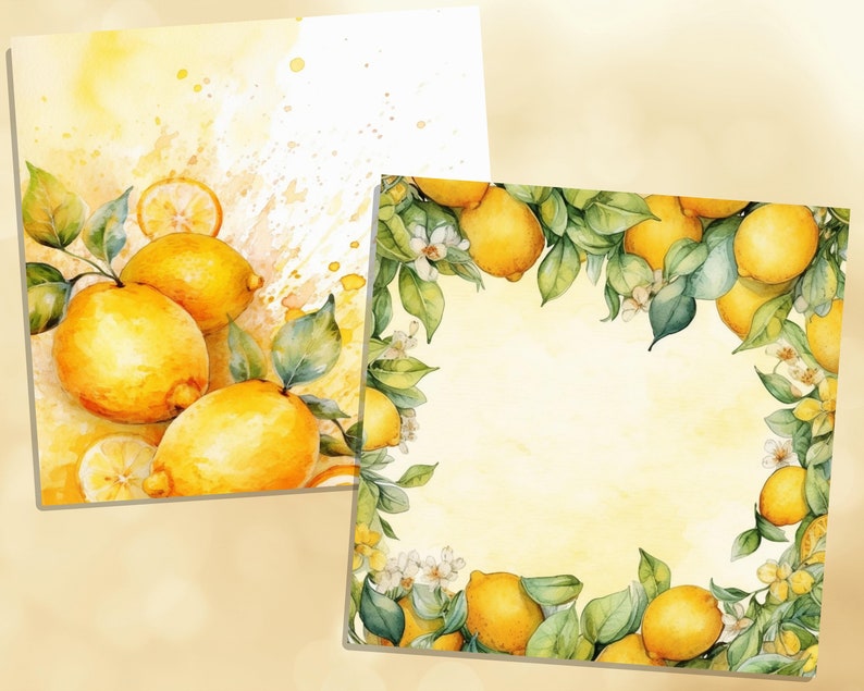 Printable Vintage Lemon Digital Paper Summer Fruit Pages - Etsy