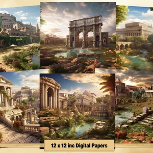 Printable Ancient Rome Digital Paper, Rome Ruins Pages, Ancient Italy ...