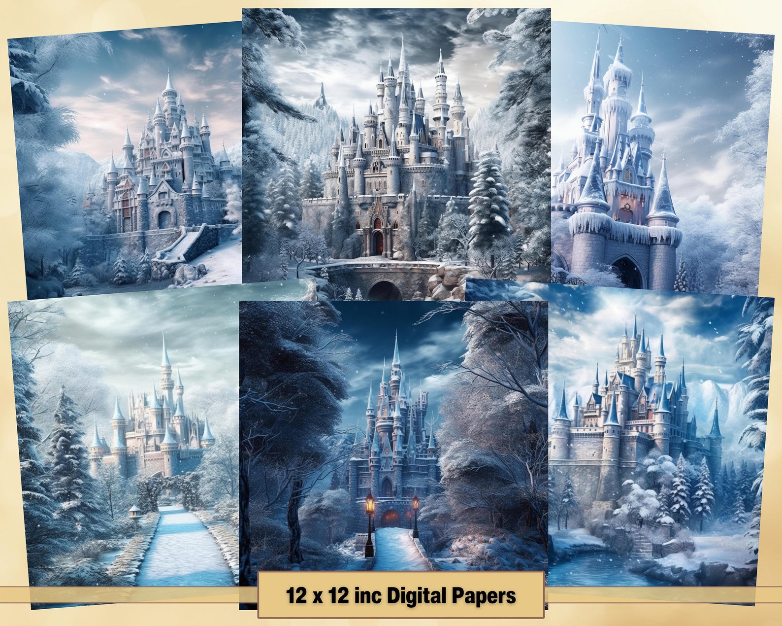 Printable Winter Wonderland Digital Papers, Snow Forest Pages, Winter ...