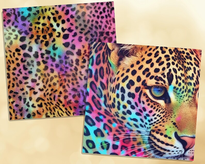 Printable Rainbow Leopard Pattern Digital Iridescent Papers, Pages ...