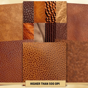 Printable Leather Textures Digital Papers, Rustic Leather Page, Brown ...