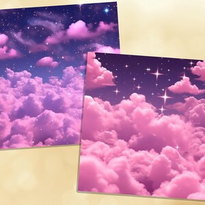 Printable Pink Cloudy Skies Digital Papers, Pink Galaxy Pages, Sky ...