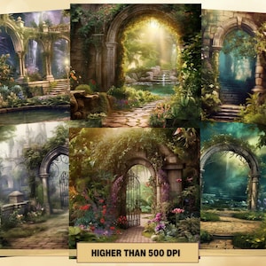 Printable Enchanted Garden Digital Paper, Magical Garden Pages ...