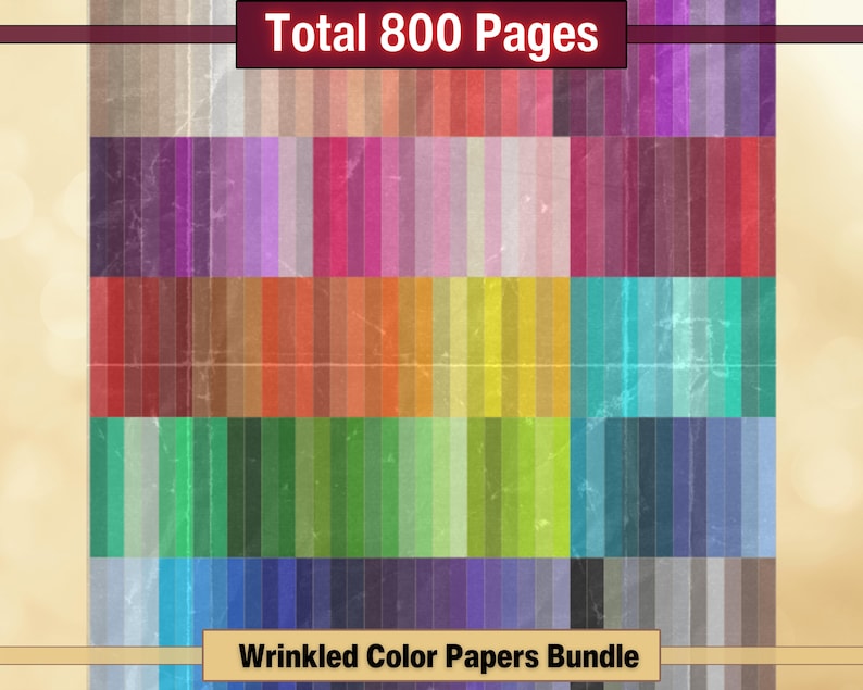 Printable 200 Wrinkled Color Digital Papers Bundle, Crumpled Rainbow ...