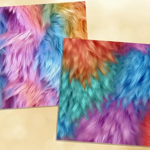 Printable Iridescent Fur Textures Digital Papers, Rainbow Fur Pages ...
