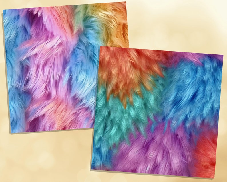 Printable Iridescent Fur Textures Digital Papers, Rainbow Fur Pages ...