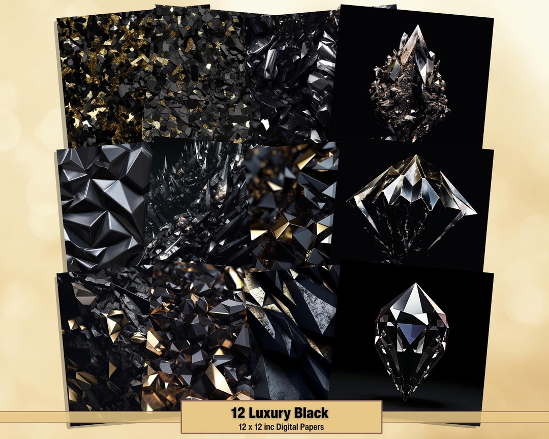 Printable Luxury Black Digital Papers, Glitter Pages, Sequin Background ...