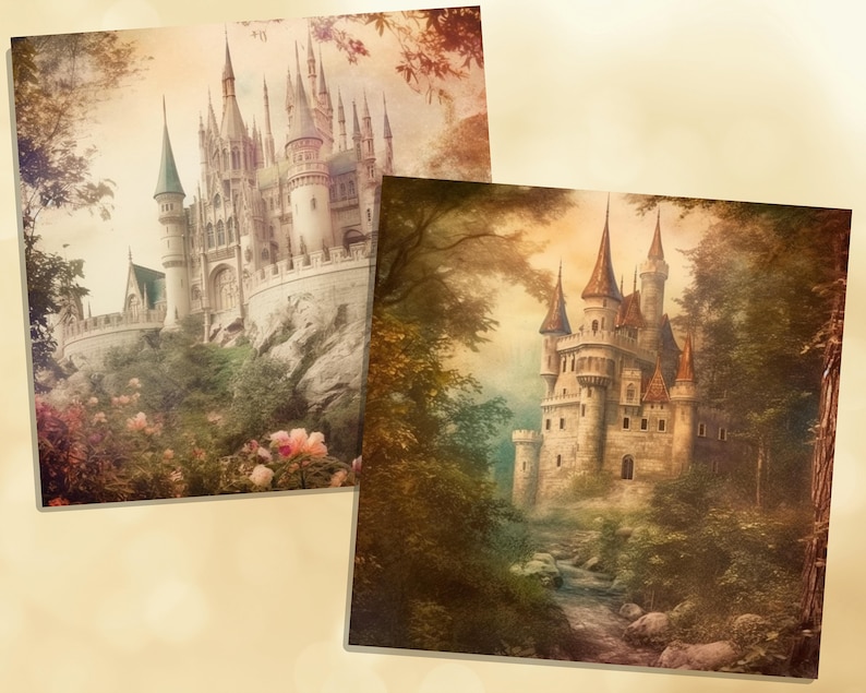 Printable Fairy Fantasy Castle Digital Paper, Fantasy Page, Fairytale ...
