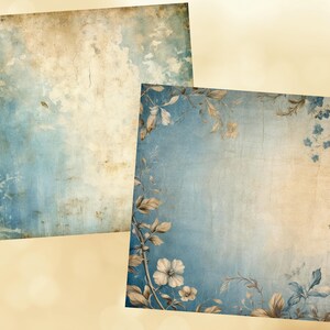 Printable Vintage Blue Digital Paper, Pretty Pages, Shabby Chic ...