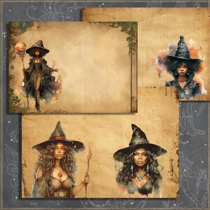 Printable Black Witch Digital Paper, Gothic Witchy Ephemera, Witchcraft ...