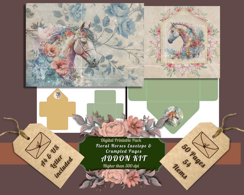Printable Floral Horses Digital Papers Mega Bundle Horse - Etsy