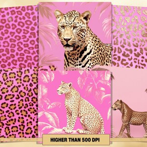 Printable Pink and Gold Leopard Digital Papers, Leopard Spot Pages ...