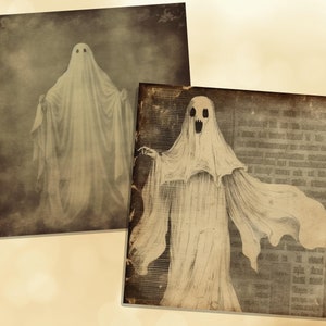Printable Spooky Ghost Digital Papers, Pages, Halloween Background ...