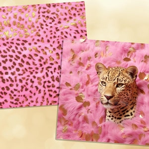 Printable Pink and Gold Leopard Digital Papers, Leopard Spot Pages ...