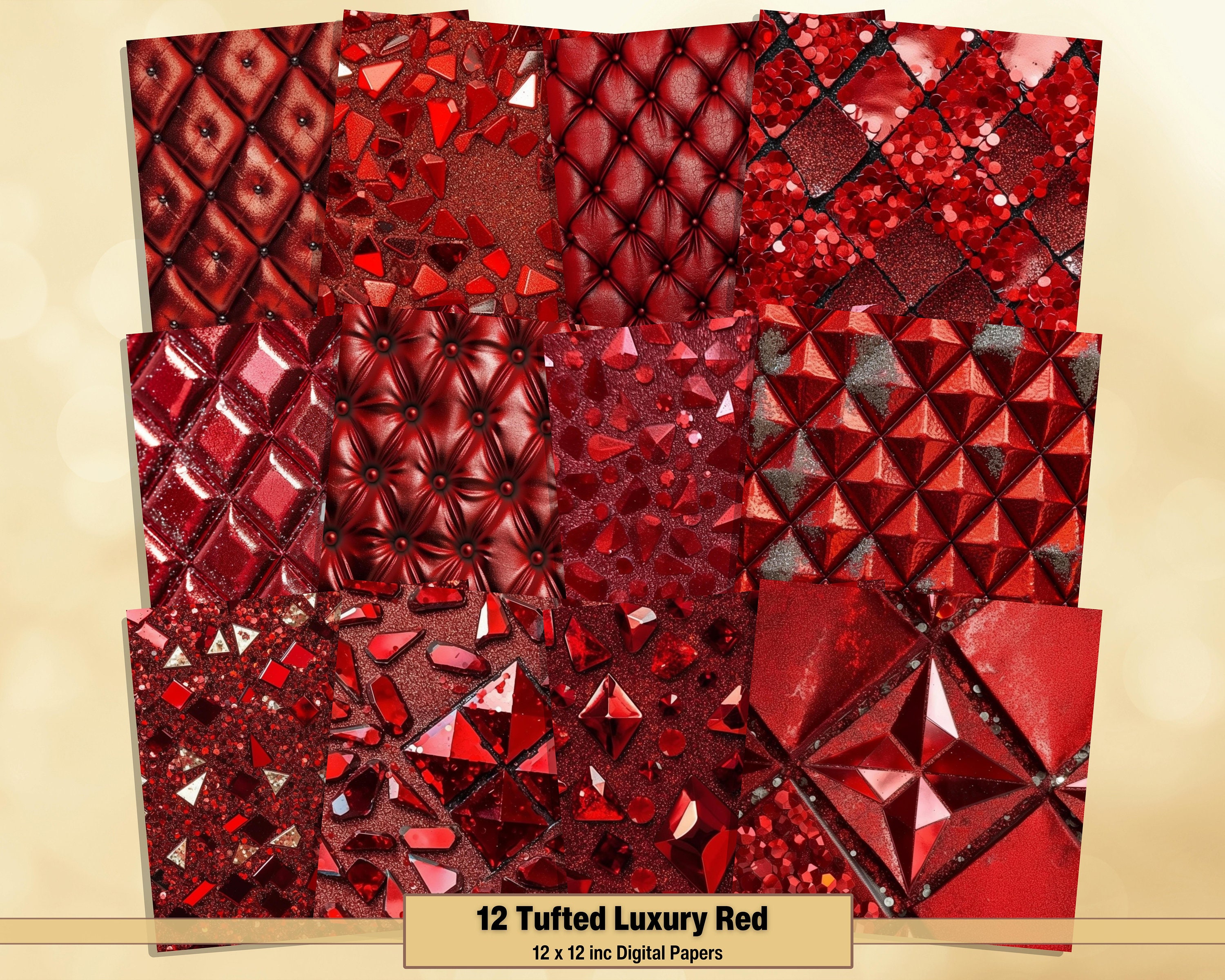 Printable Tufted Luxury Red Textures Digital Papers Sequins - Etsy