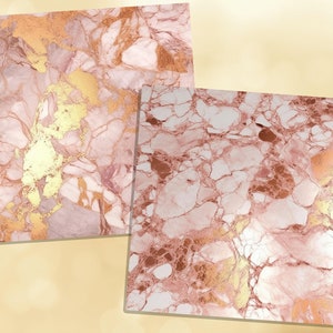 Printable Rose Gold Marble Digital Papers, Marble Textures Page ...