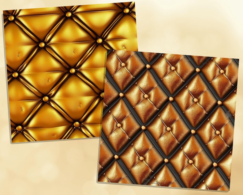 Printable Gold Brown Tufted Digital Papers, Quilted Pages, Upholstery ...