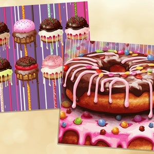 Printable Donut Drips Digital Papers, Doughnut Pages, Dripping ...